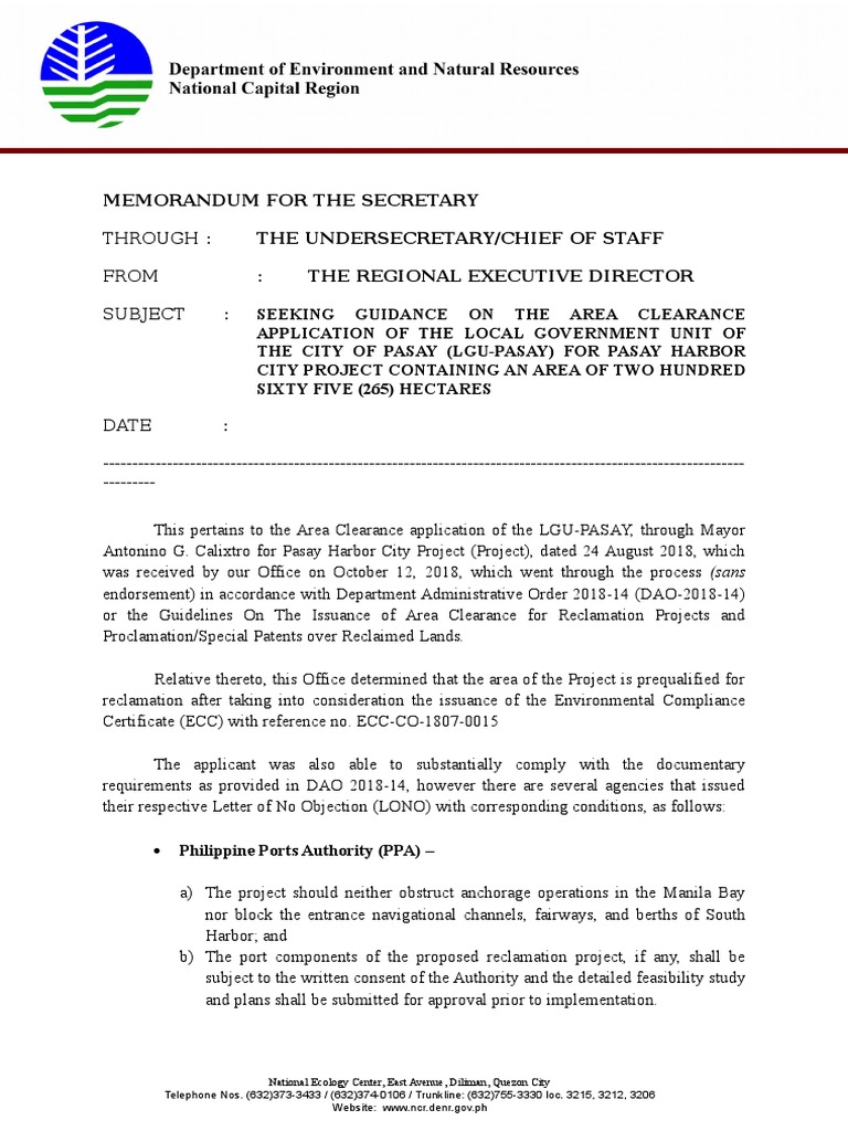 Memo For The Secretary Pasay Seeking Guidance PDF | PDF | Manila ...