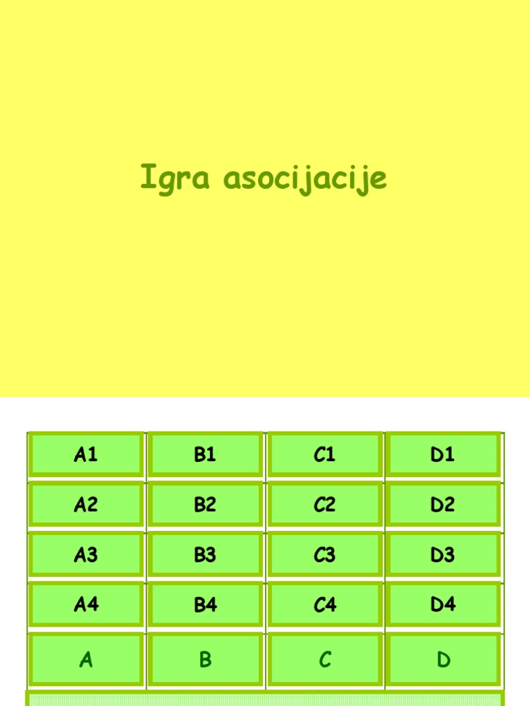 Igra Asocijacije - Glagoli Dejana Tavas | PDF