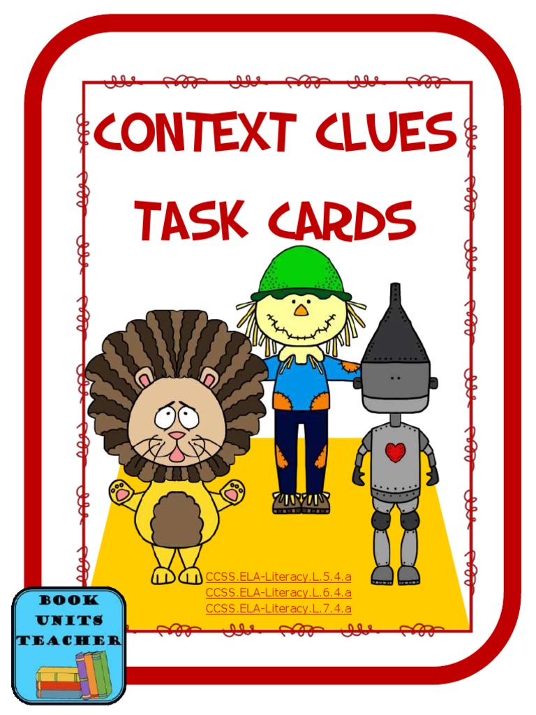 Context Clues Task Cards: CCSS - ELA-Literacy.L.5.4.a CCSS - ELA ...