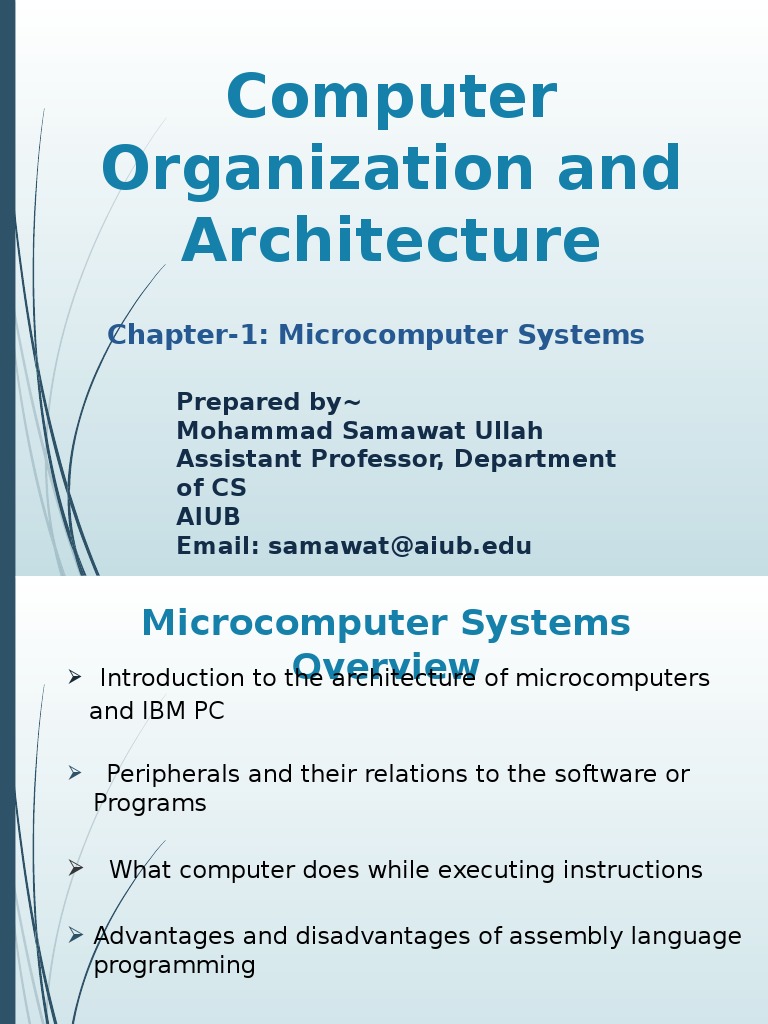 Computer Organization and Architecture: Chapter-1: Microcomputer ...
