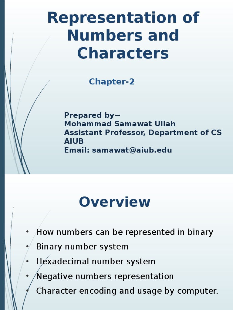 Representation of Numbers and Characters: Chapter-2 | PDF | Arithmetic | Computer Architecture