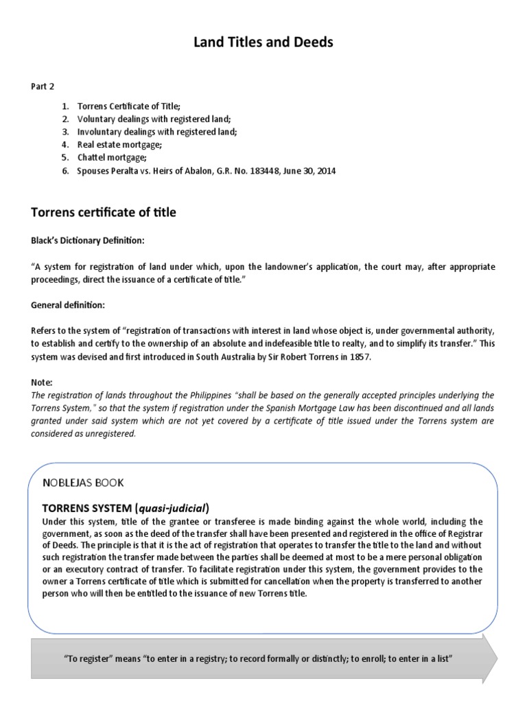 Understanding the Torrens System of Land Registration | PDF | Title ...