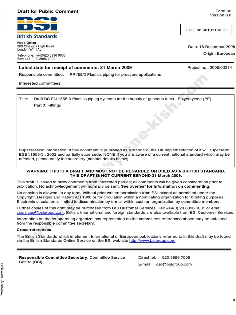 BS en 1555-3 (2008) PDF | PDF | Pipe (Fluid Conveyance) | Chemical ...
