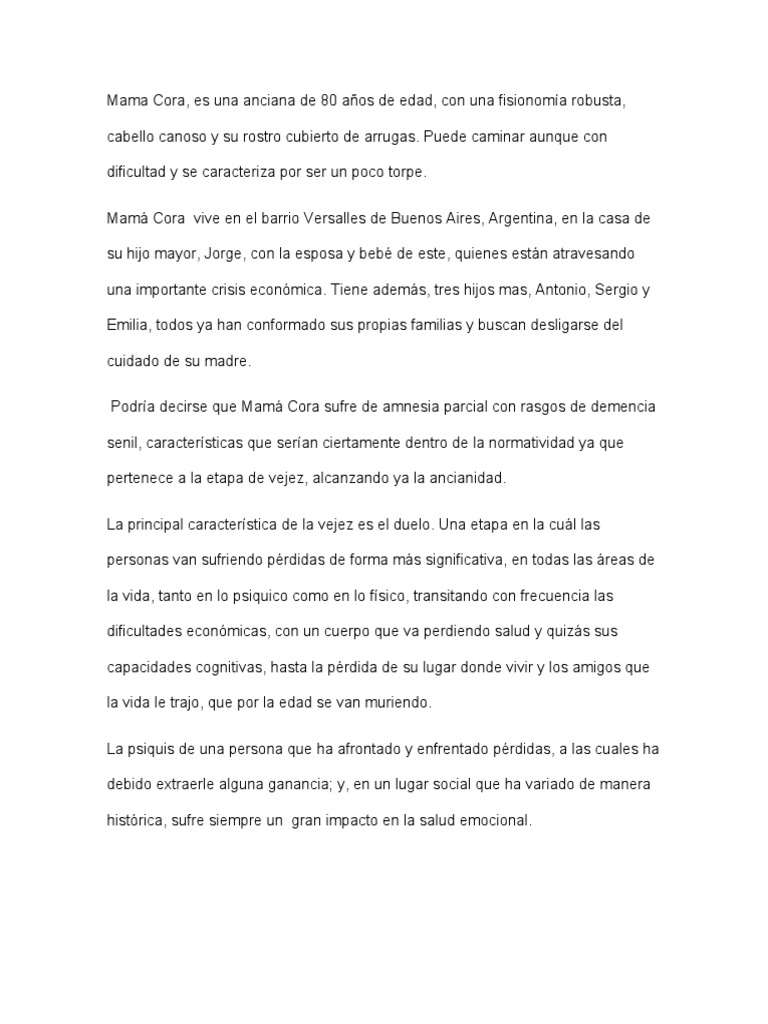 Características de Mamá Cora en la Vejez | PDF | Vejez | Psique ...