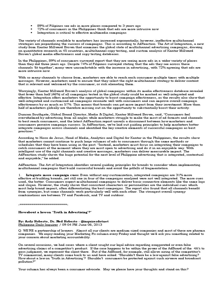 How About A Law On Truth in Advertising'?' By: Ardy Roberto, Dr. Ned ...
