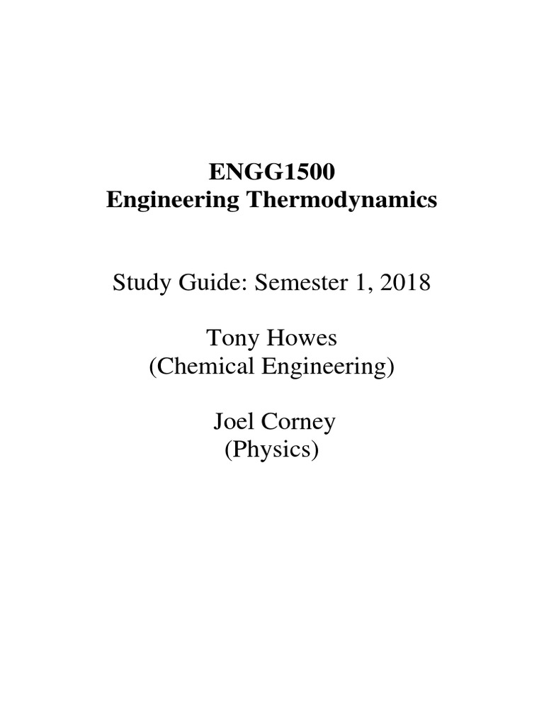 ENGG1500 Study Guide S1 2018 PDF | PDF | Enthalpy | Heat