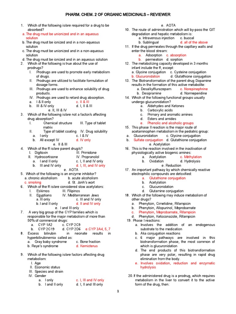 Reviewer in PhCh2 | PDF | Drug Metabolism | Acetylcholine