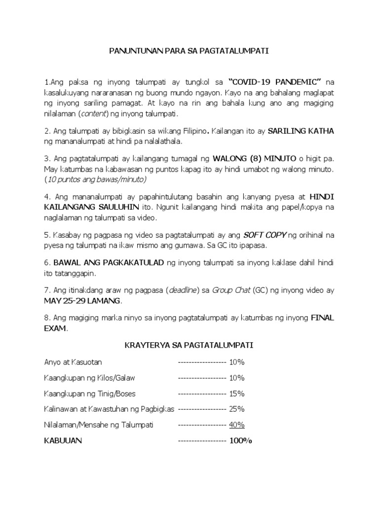 Panuntunan para Sa Pagtatalumpati | PDF