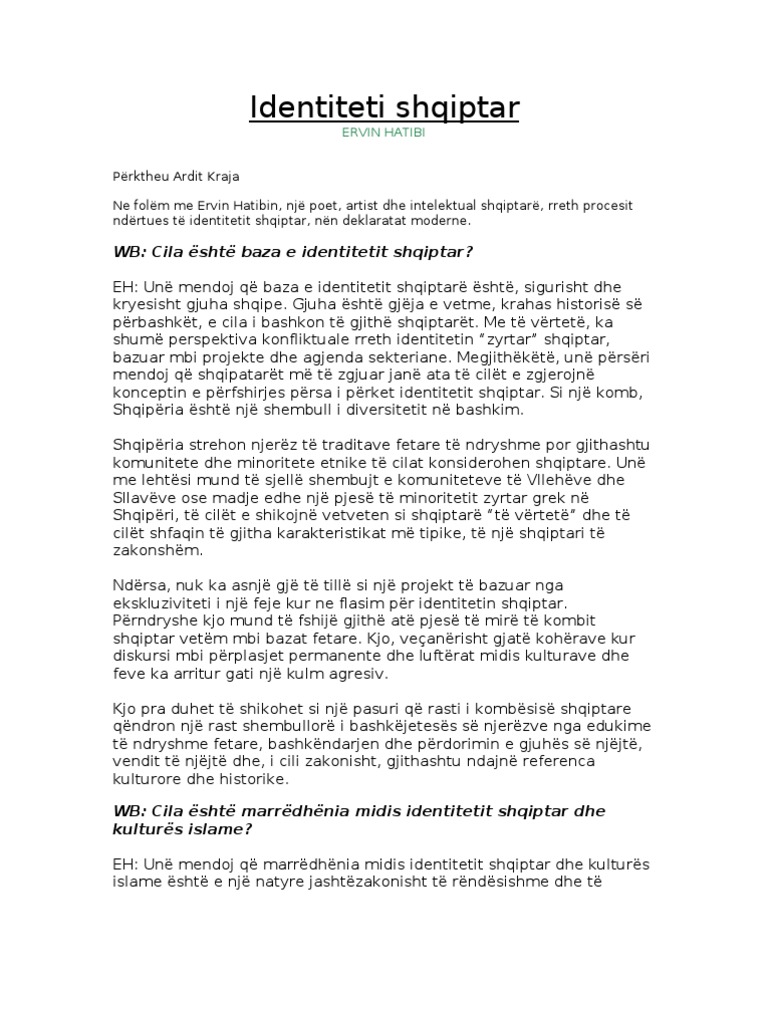Identiteti Shqiptar | PDF