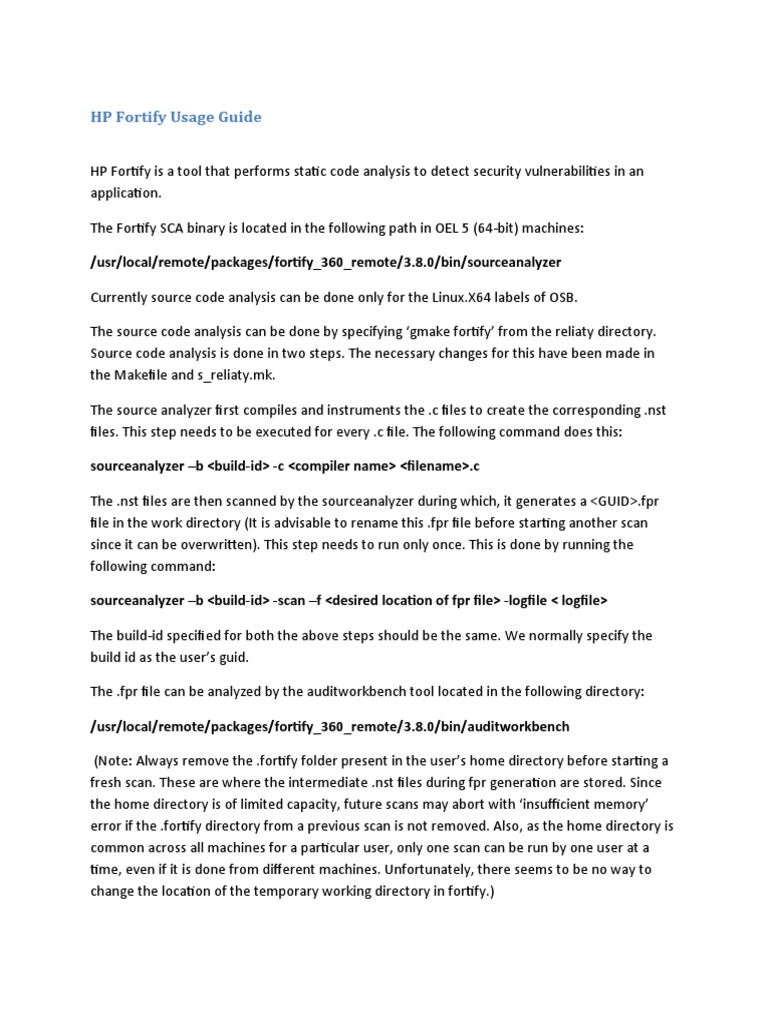 Fortify Usage Guide | PDF | Directory (Computing) | Computer File