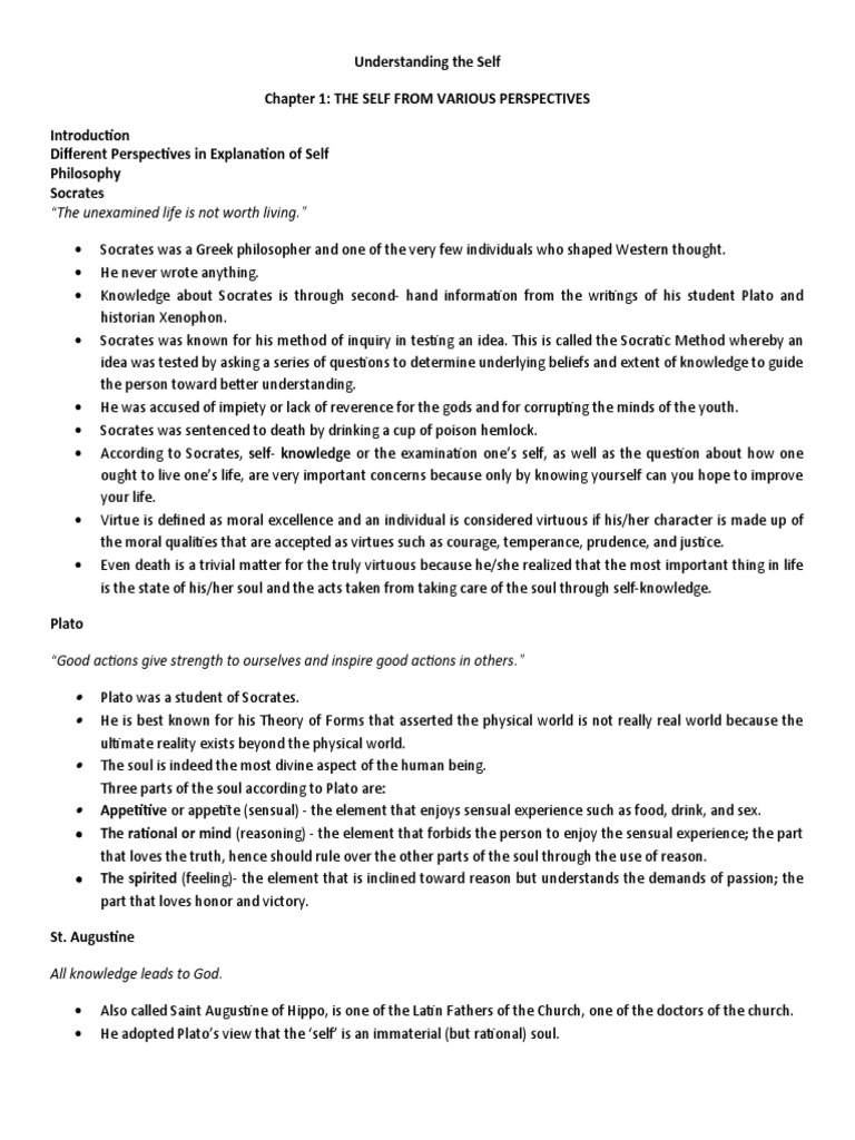 Understanding The Self Chapter 1 | PDF | Id | Socrates