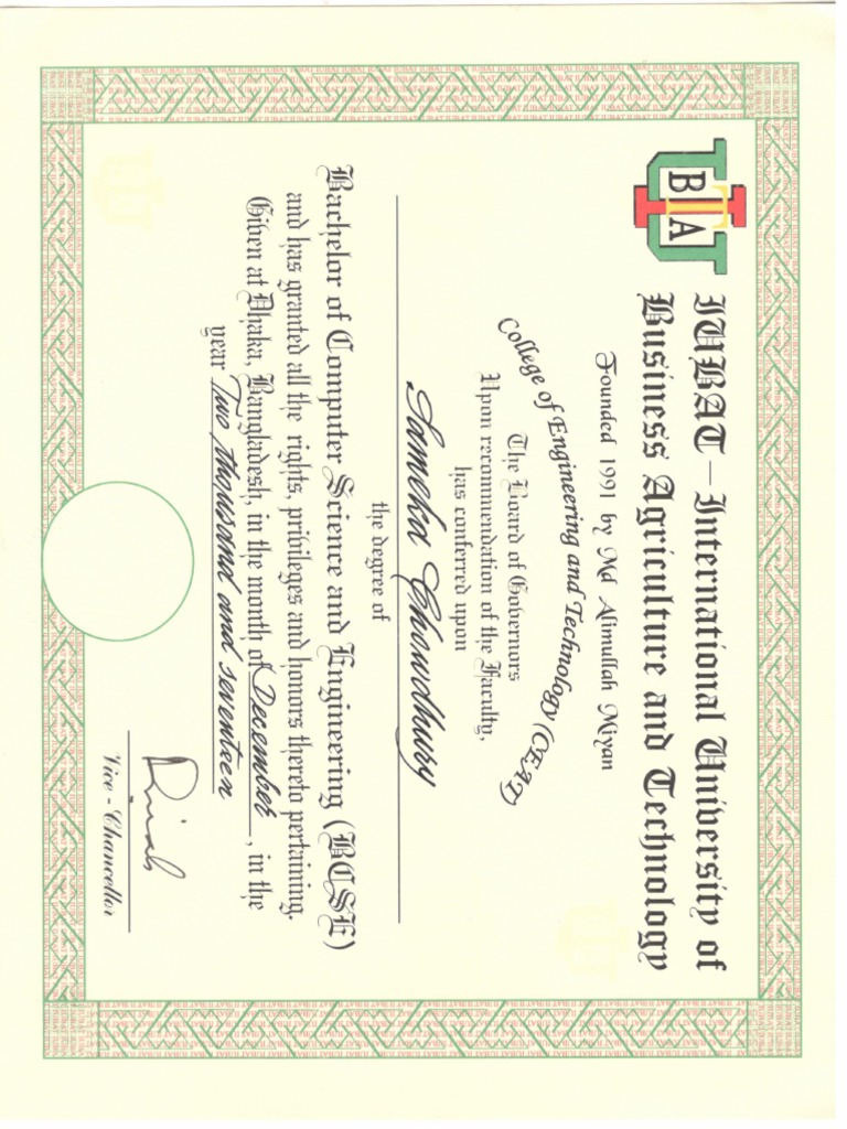 BSC Certificate PDF | PDF