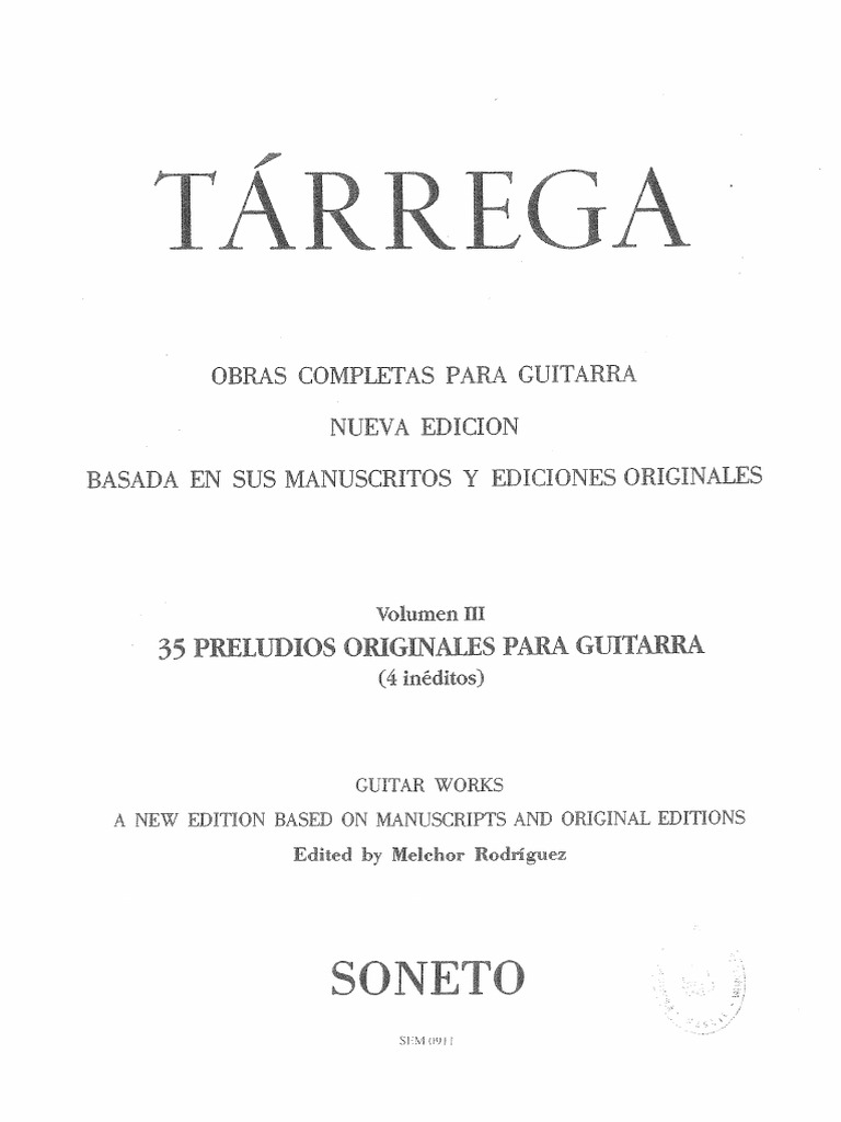 TARREGA Obras Completas Vol III Preludios Ed Soneto PDF | PDF