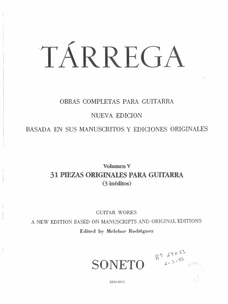 TARREGA Obras Completas Vol V Ed Soneto PDF | PDF