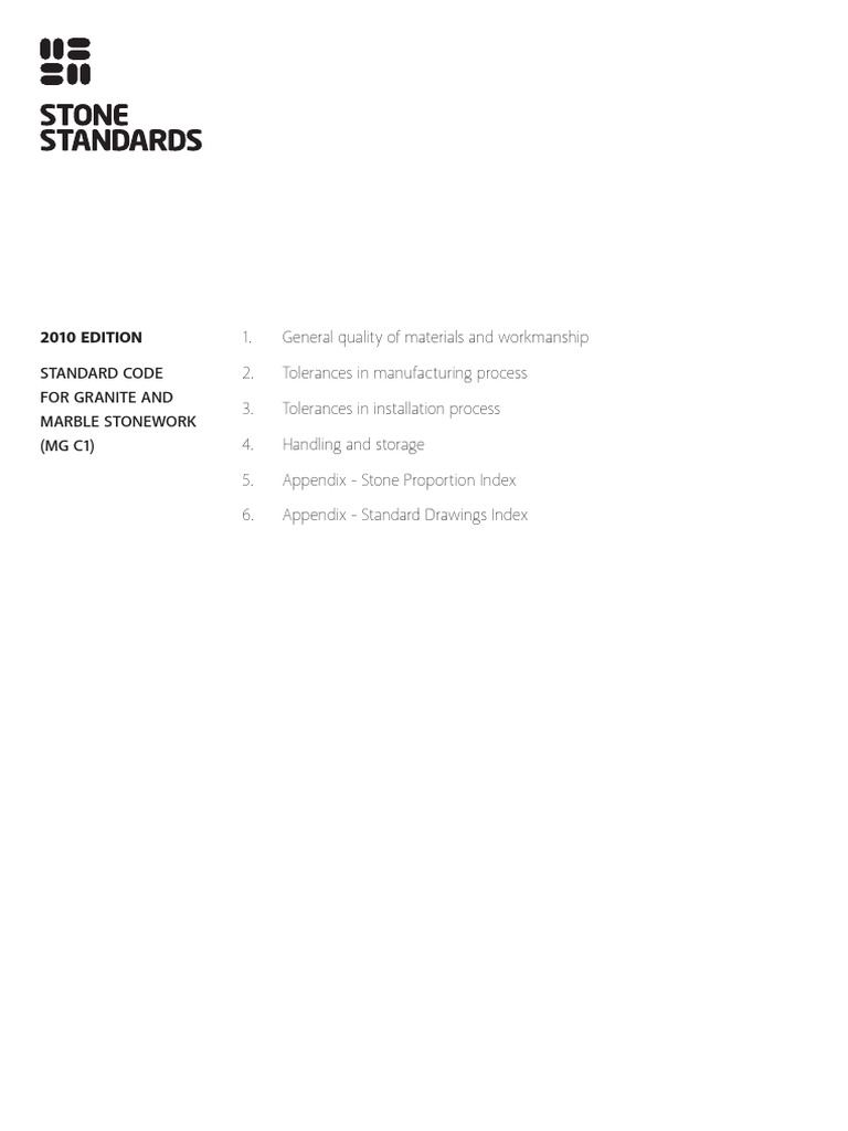 2010 EDITION Standard Code For Granite and Marble Stonework (MG C1 ...