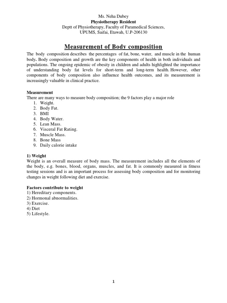 Measurement of Body Composition | PDF | Body Mass Index | Adipose Tissue