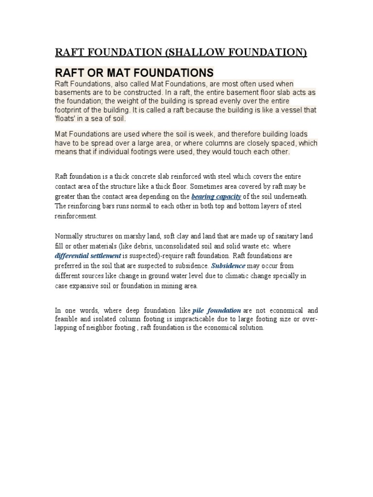 Raft Foundation (Shallow Foundation) Raft or Mat Foundations | PDF ...