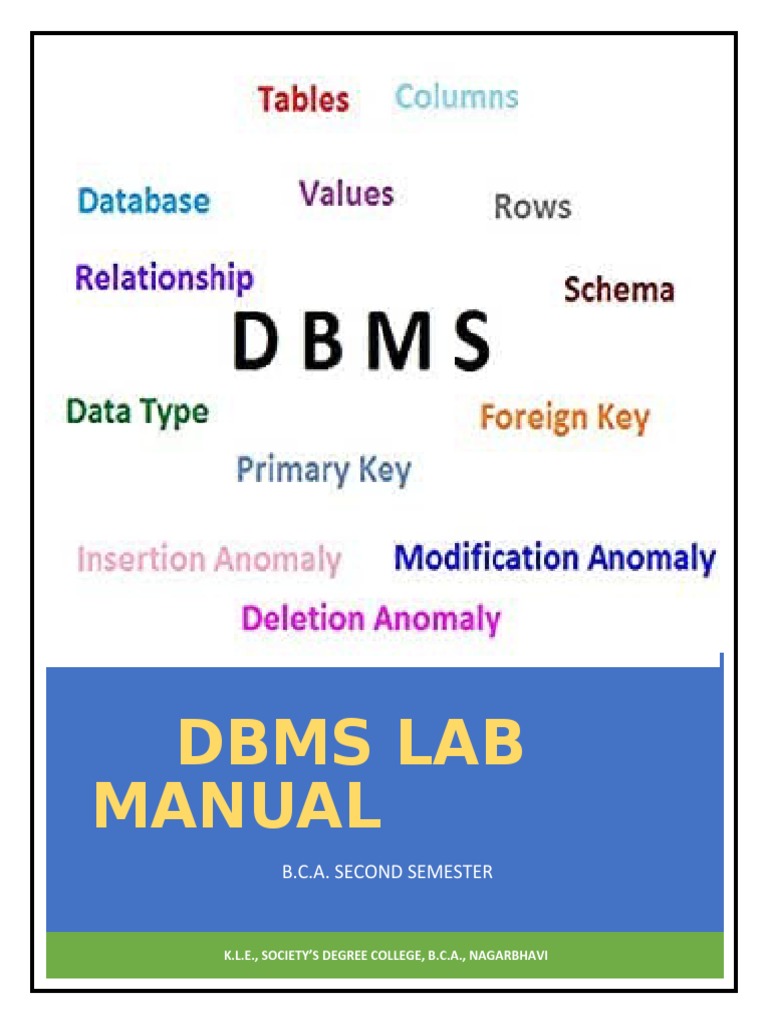 Dbms Lab Manual: B.C.A. Second Semester | PDF