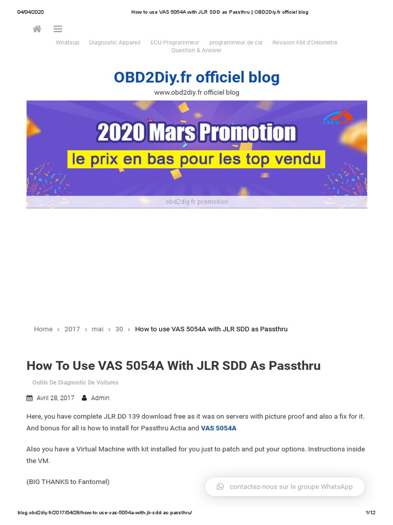 How To Use VAS 5054A With JLR SDD As Passthru - OBD2Diy - FR Officiel ...
