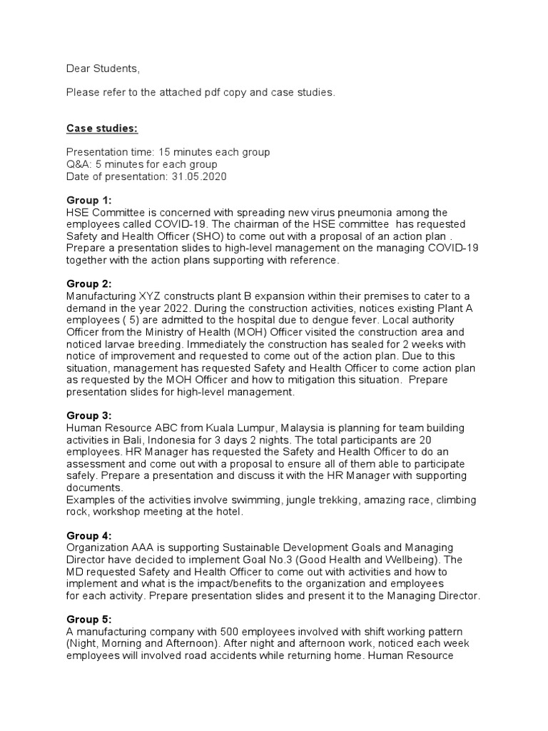 Case Studies:: Dear Students, Please Refer To The Attached PDF Copy and ...