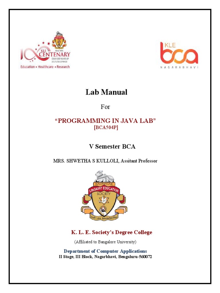 Lab Manual Programming In Java Lab Pdf Constructor Object Oriented Programming