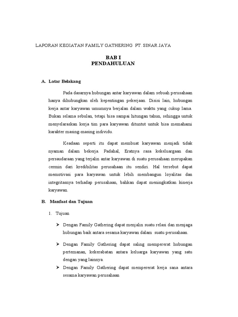 Laporan Family Gathering PT. Sinar Jaya | PDF | Karier & Perkembangan