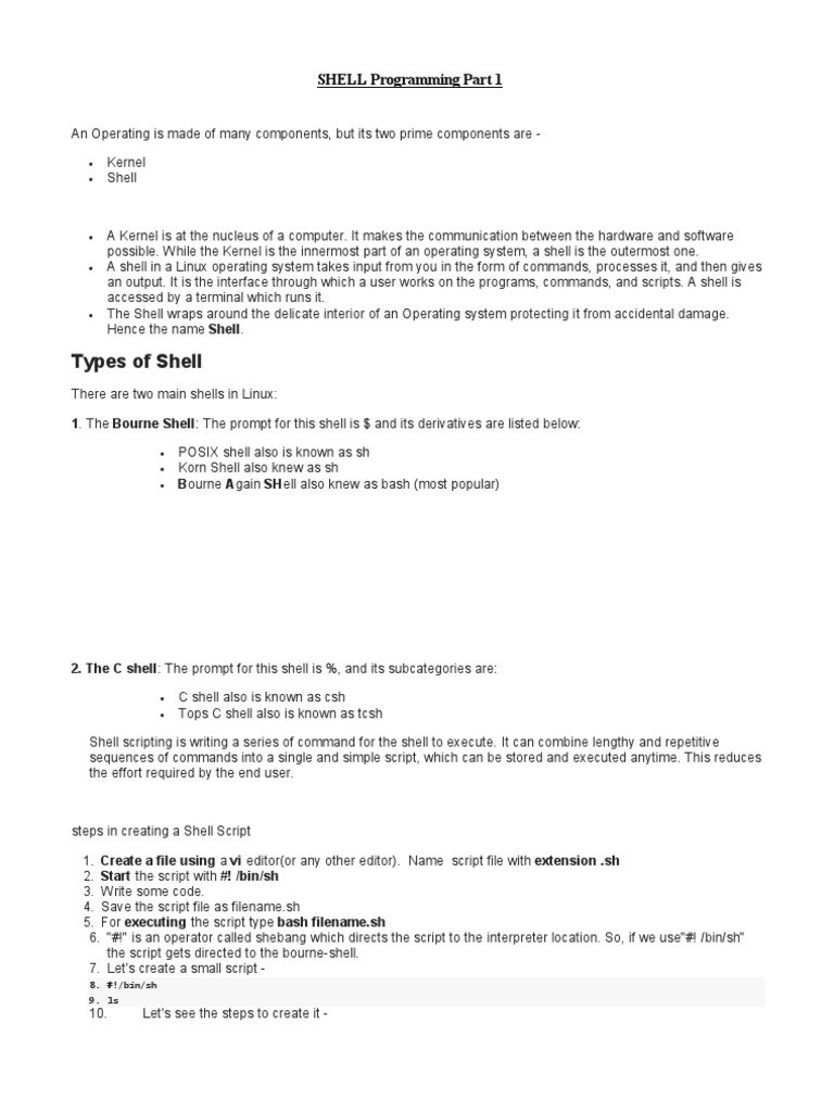 Basic Shell Programming Part 1 | PDF | Unix | Information Technology ...