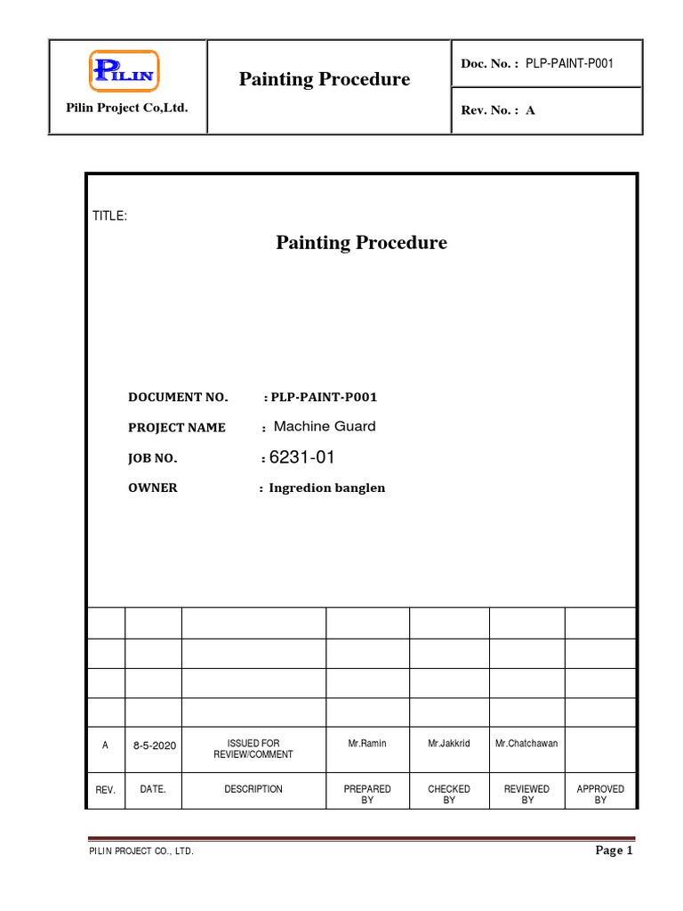 Painting Procedure: Doc. No.: PLP-PAINT-P001 | PDF | Paint | Metals