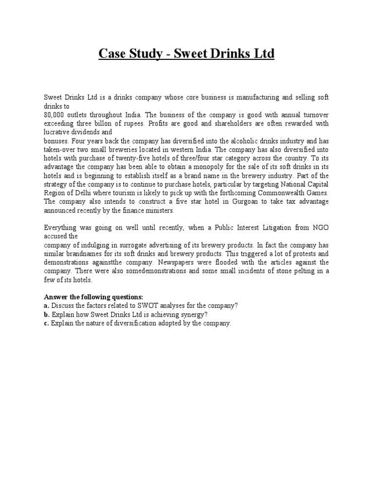 Sweet Drinks Ltd Case Study Analysis | PDF | Finance & Money Management
