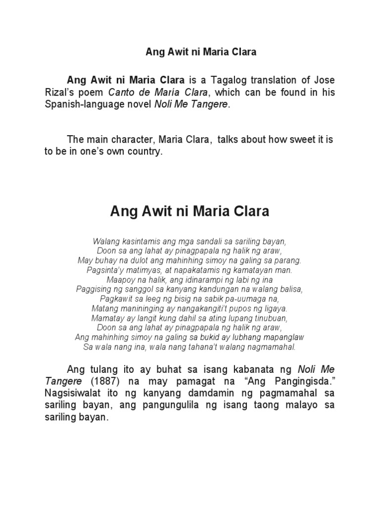 Awit Ni Maria Clara. Himno Al Trabajo | PDF | Philippines