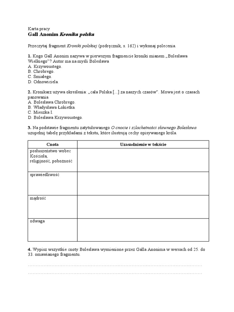 Gall Anonim Kronika Polska | PDF
