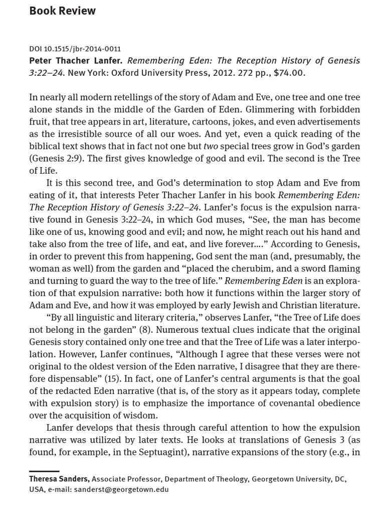 Peter Thacher Lanfer, Remembering Eden: The Reception History of ...