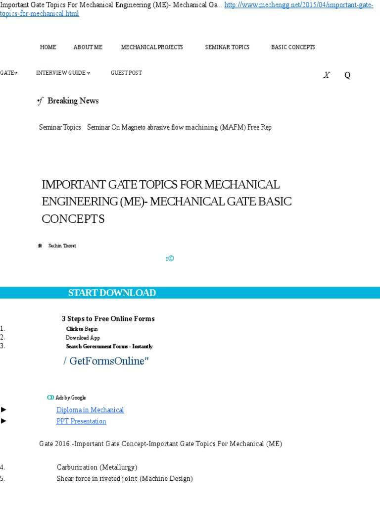 Important Gate Topics For Mechanical Engineering ME Mechanical Gate ...
