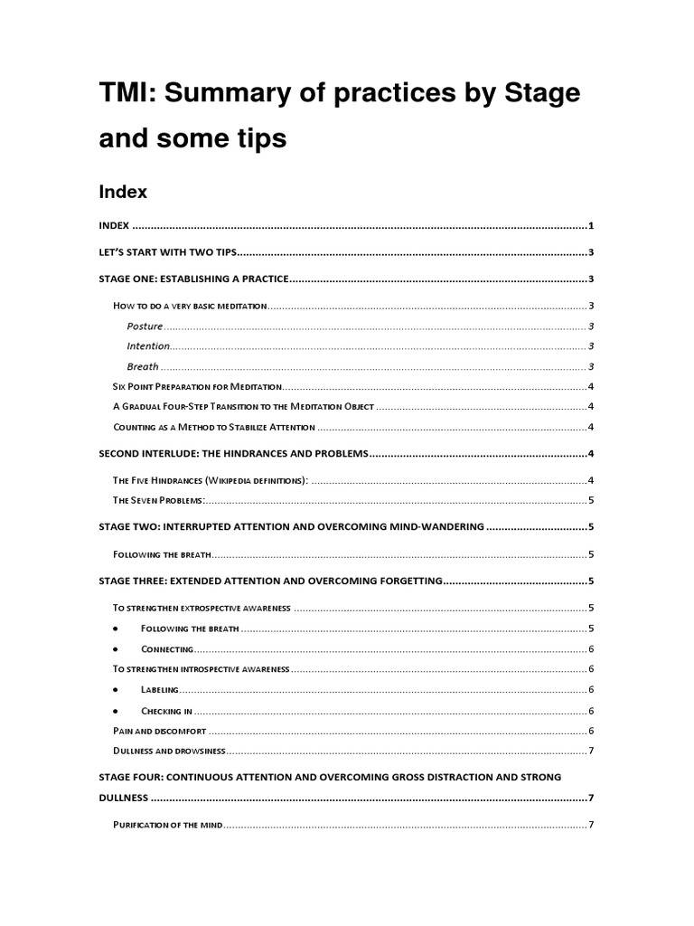 TMI: Summary of Practices by Stage and Some Tips: Index | PDF ...