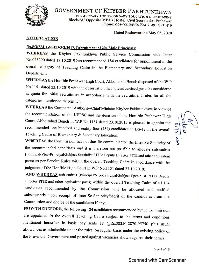 Appointment Principal V.principal | PDF