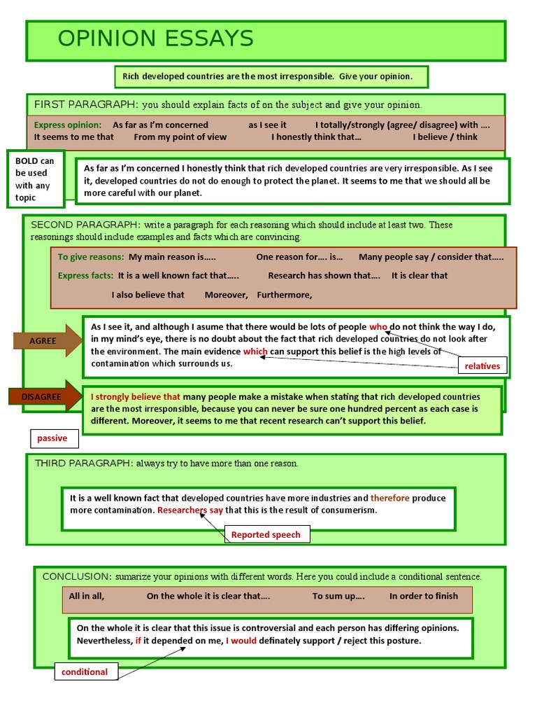How To Write An Opinion Essay | PDF | Opinion | Reason