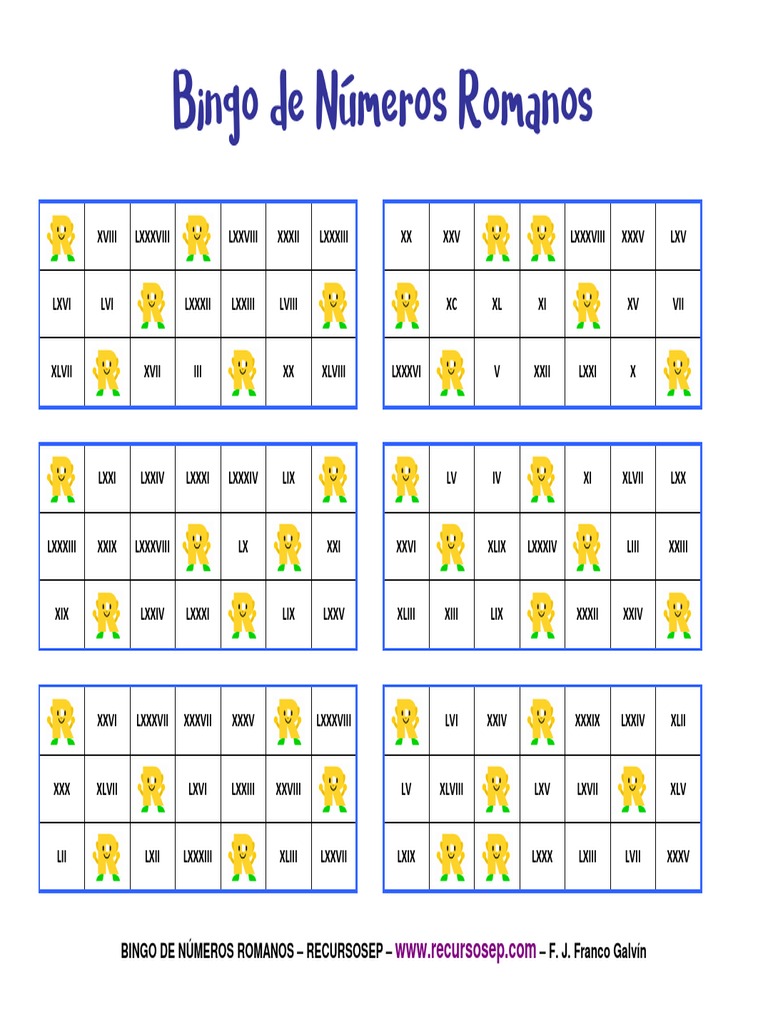 Bingo Numeros Romanos Recursosep | PDF | Religión y creencia