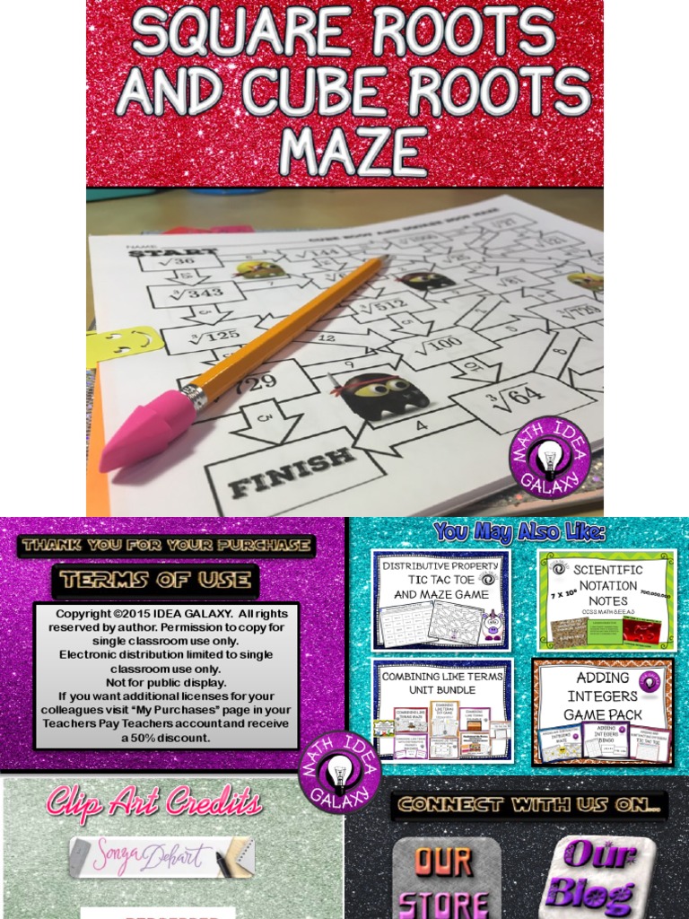 Square Rootsand Cube Roots Activity Maze | PDF | Copyright Law | Law