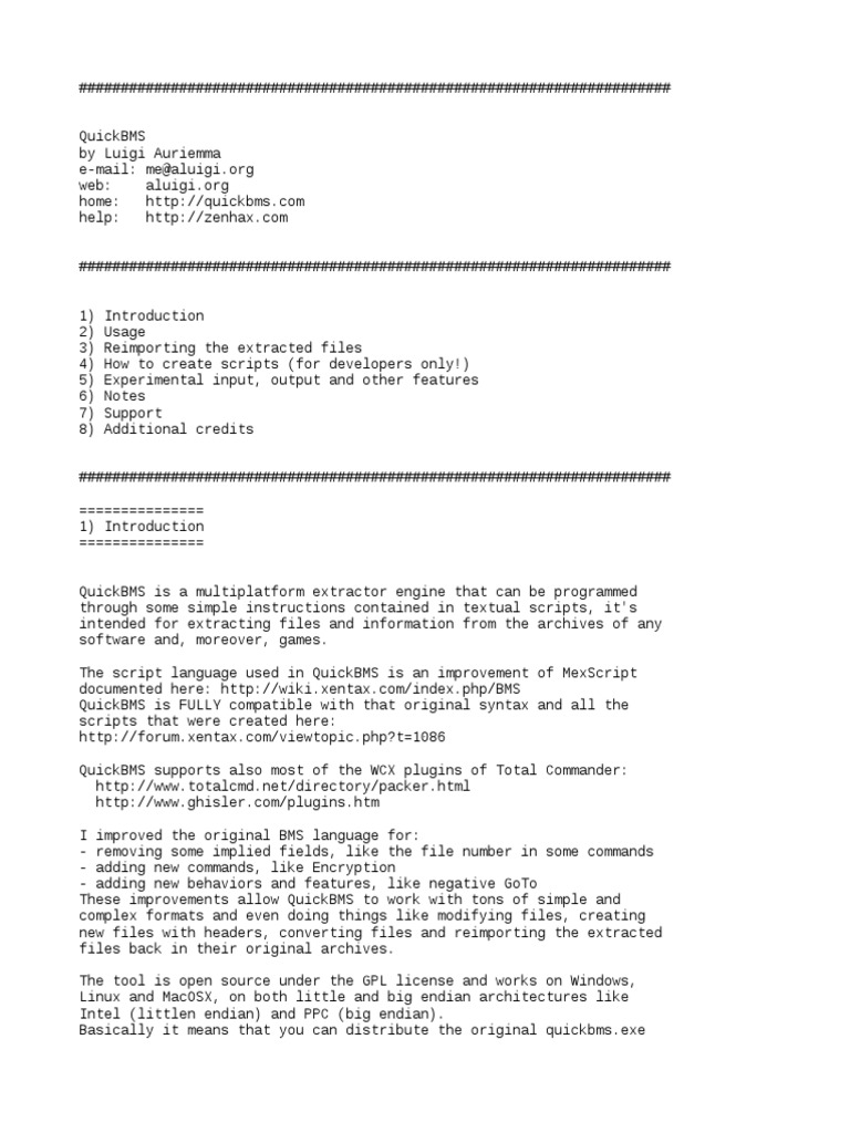 Quick Bms Documentation | PDF | Command Line Interface | Computer File