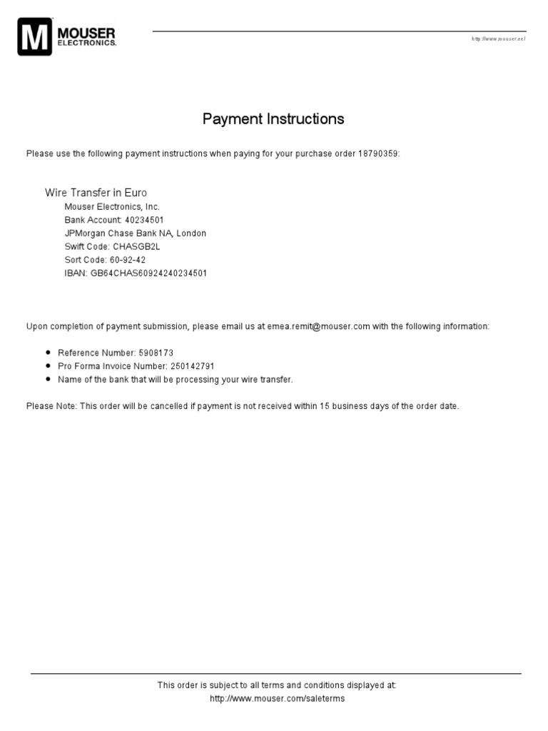 Payment Instructions: Wire Transfer in Euro | PDF | Pro Forma | Banking