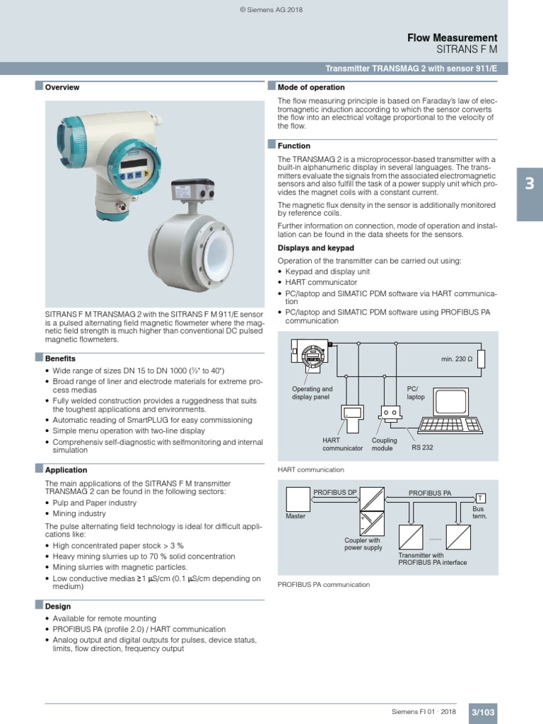 Mode of Operation: Sitrans F M | PDF | Power Supply | Flow Measurement