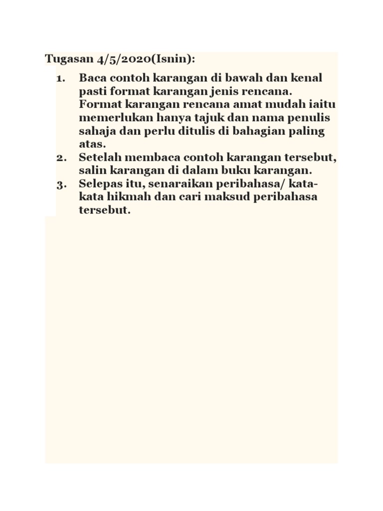 Karangan Jenis Rencana | PDF