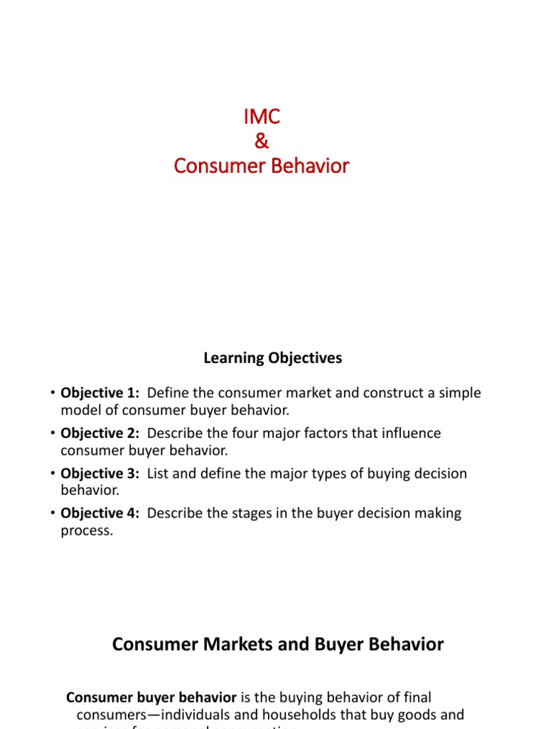 IMC & CB - PPT | PDF | Consumer Behaviour | Behavior