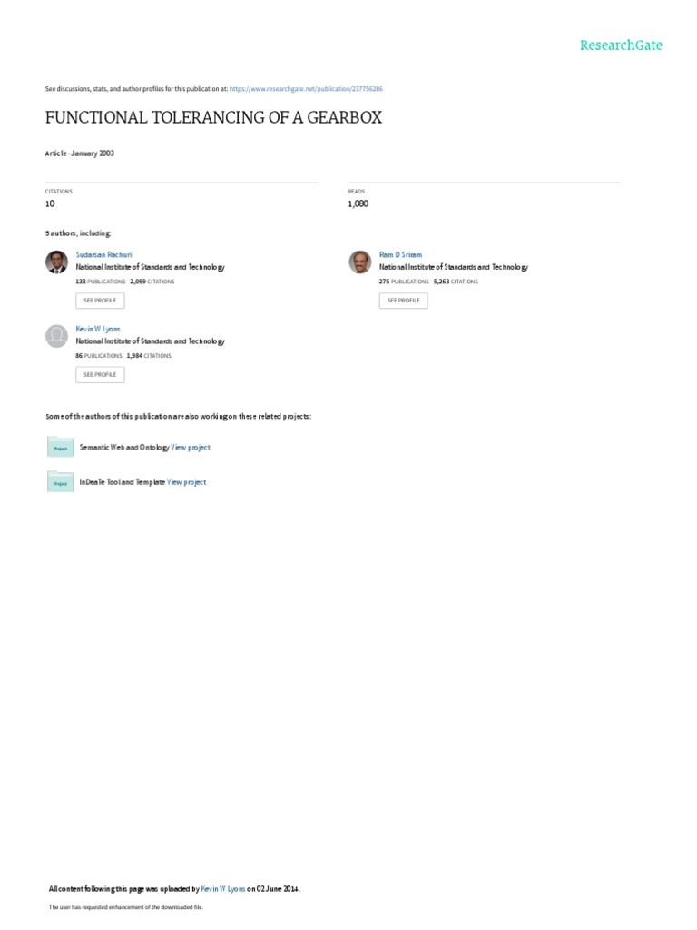 Functional Tolerancing of A Gearbox: January 2003 | PDF | Engineering ...