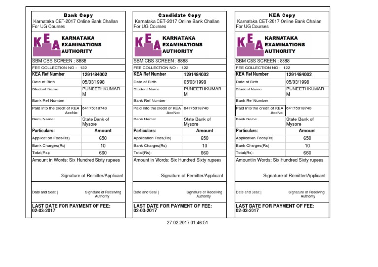 Challan 1291484002 27022017 134650 | PDF | Fee | Financial Services