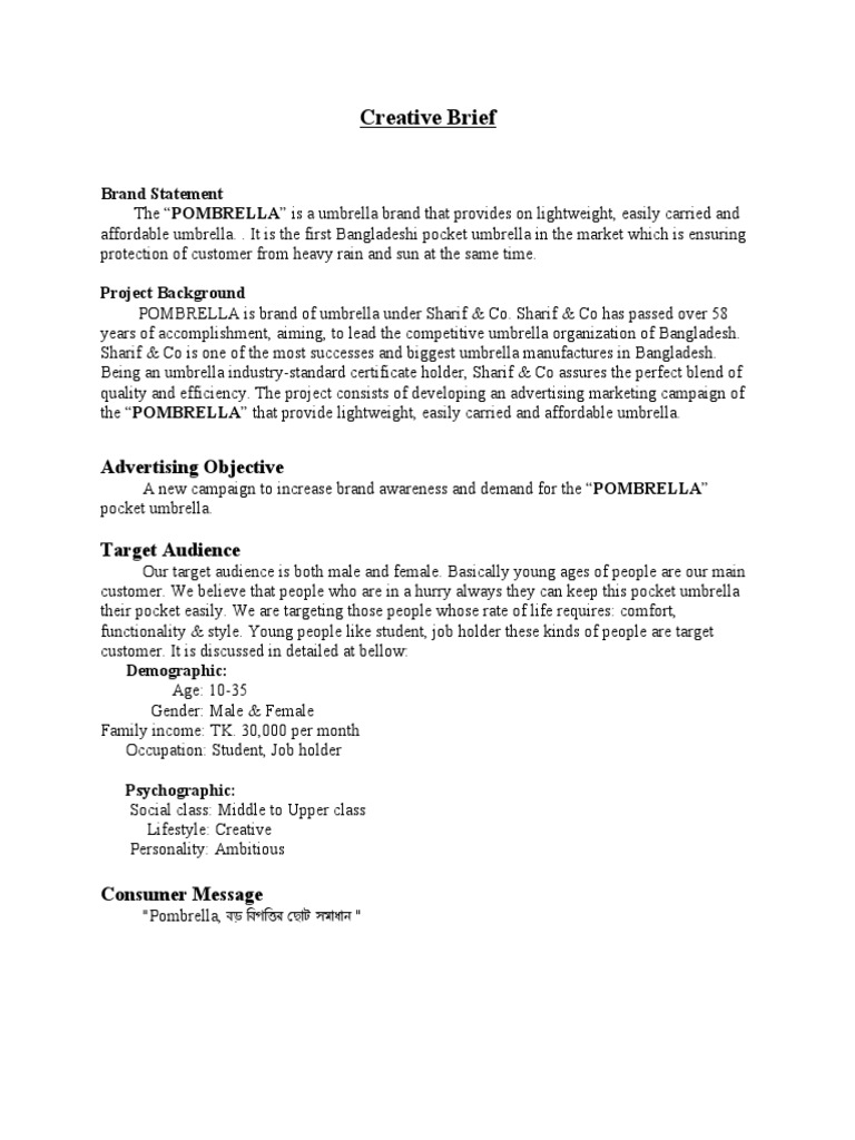 Creative Brief: Advertising Objective | PDF