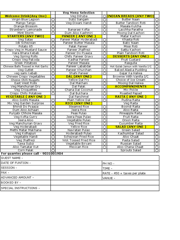 Veg Menu Selection PDF | PDF | Potato | Foods