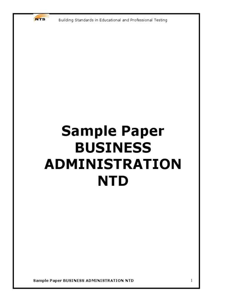 Sample Paper Business Administration NTD: Building Standards in ...