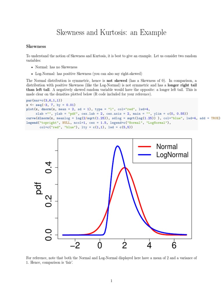 Skewness and Kurtosis: An Example: Normal Lognormal | PDF | Skewness ...