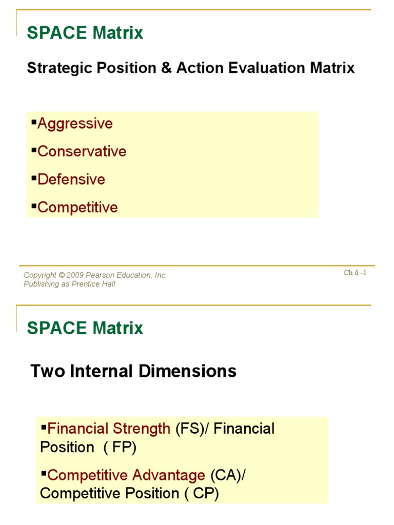 SPACE Matrix: Strategic Position & Action Evaluation Matrix | PDF ...